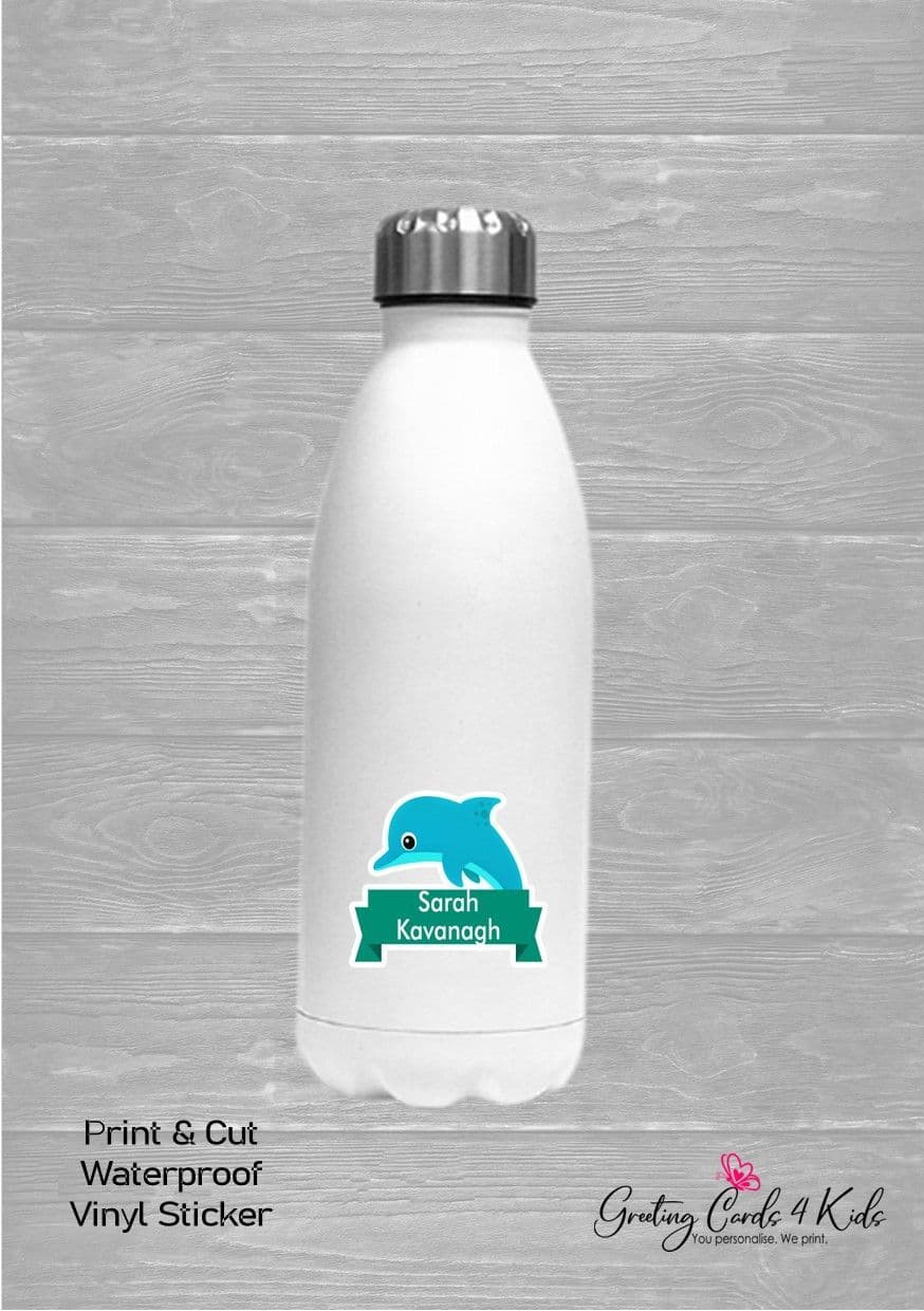 6 x Waterproof Dolphin Themed Labels
