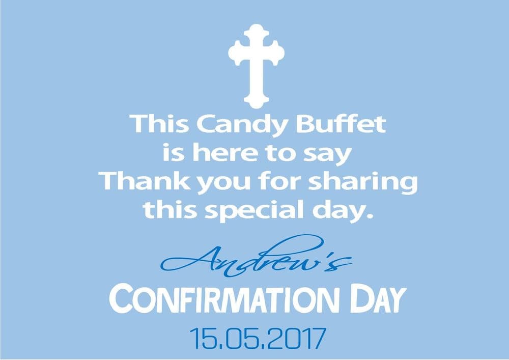 Blue Confirmation Table Sign Design 1