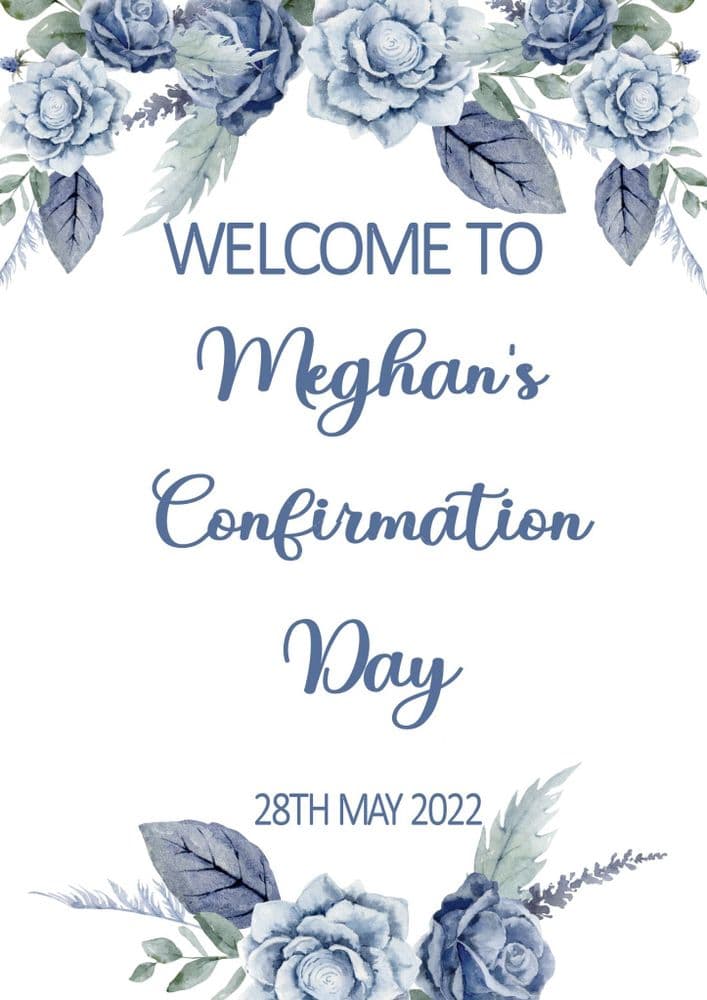 Blue Flower Any Occasion Welcome Sign