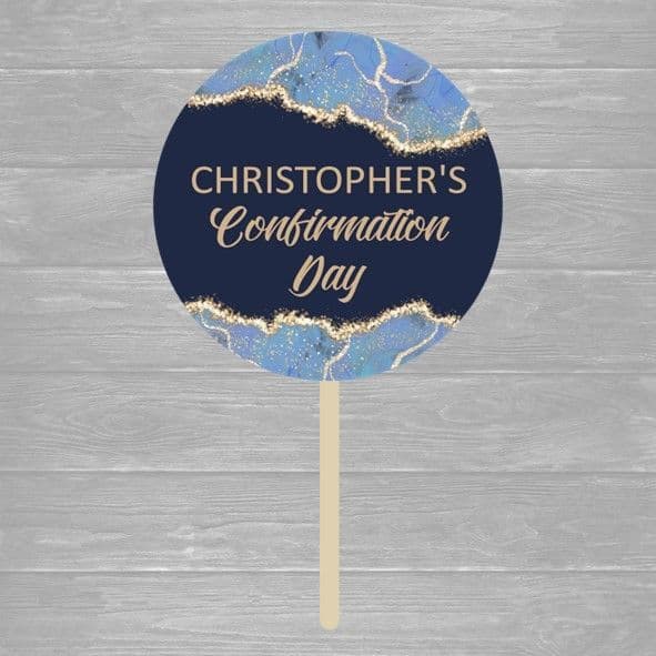 Blue & Gold Confirmation Cake Topper