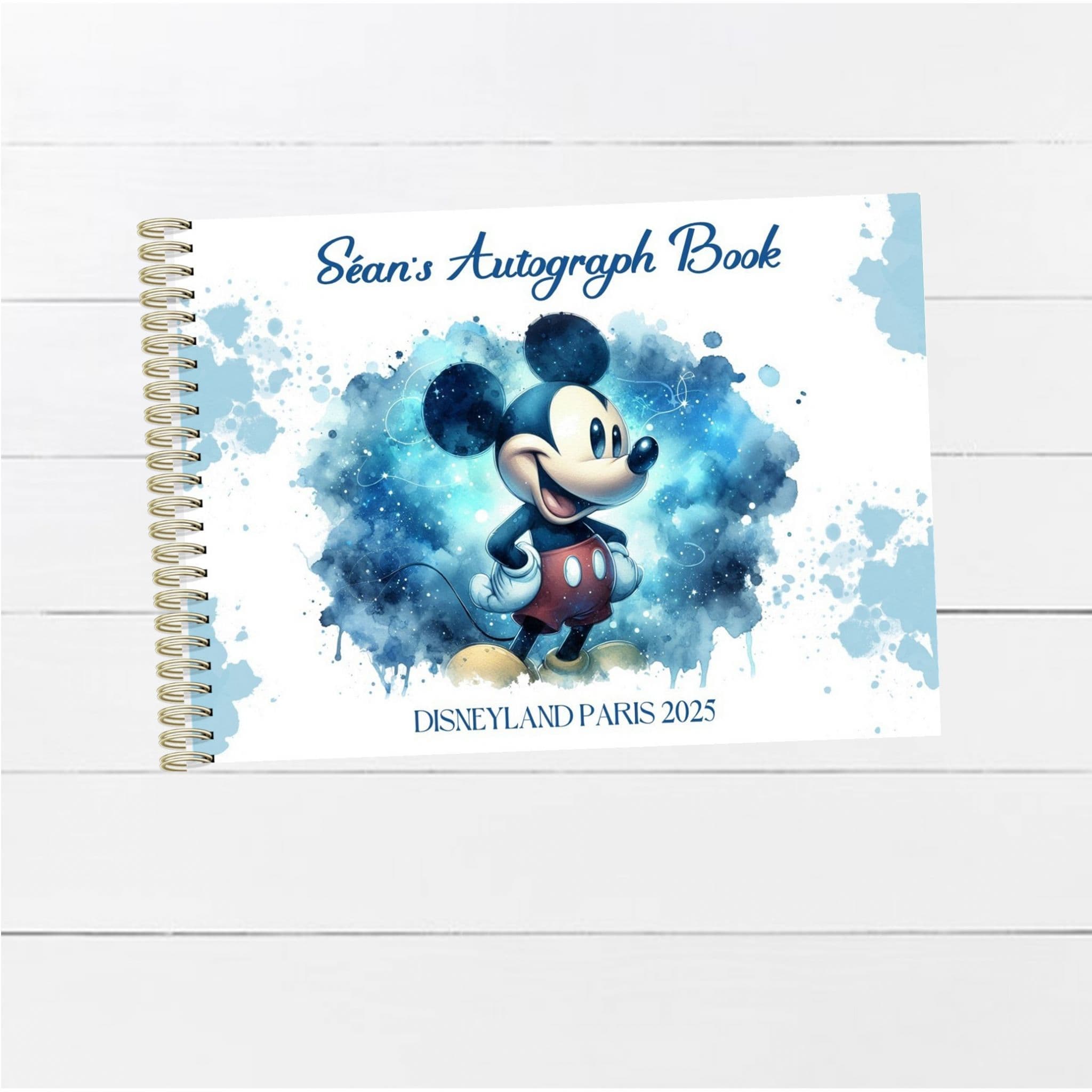 Blue Mickey Mouse Wire Bound Autograph Book