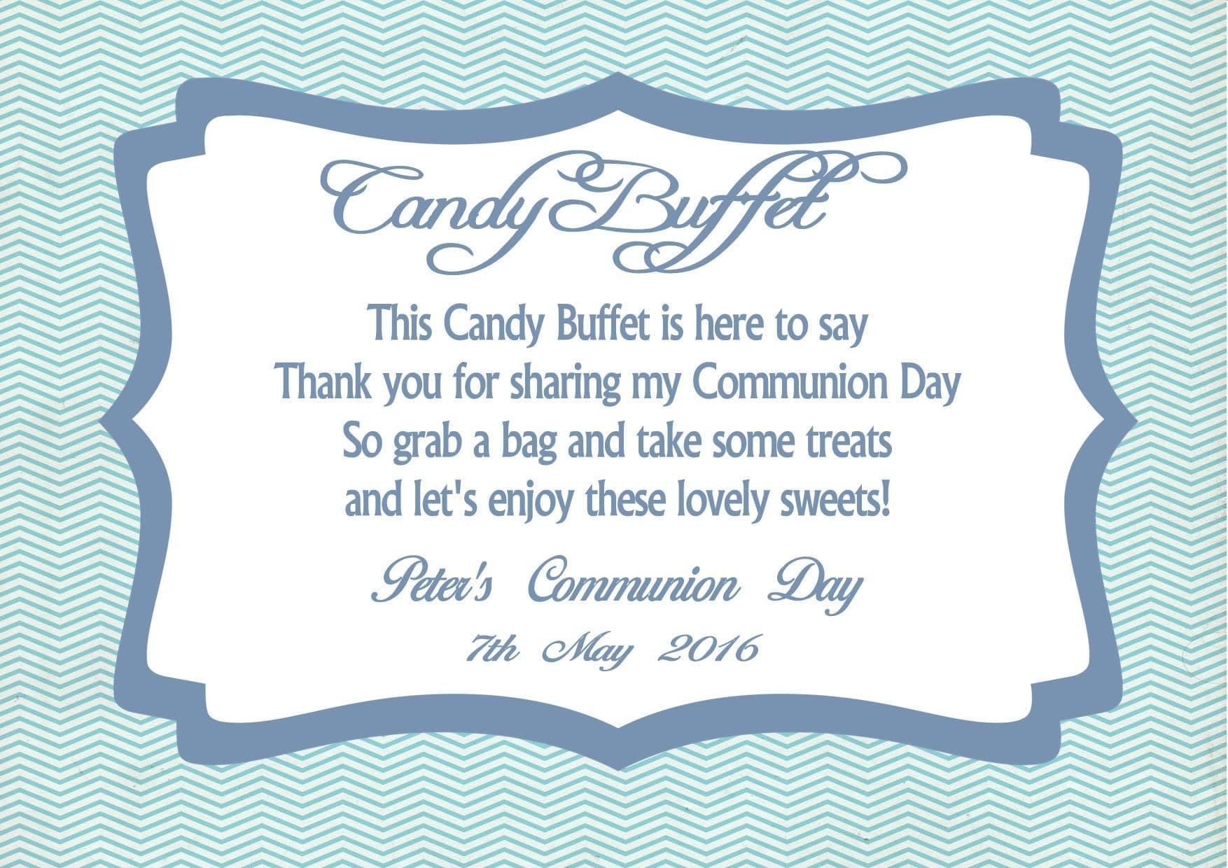 Candy Buffet Table Sign Boy Communion Design 2
