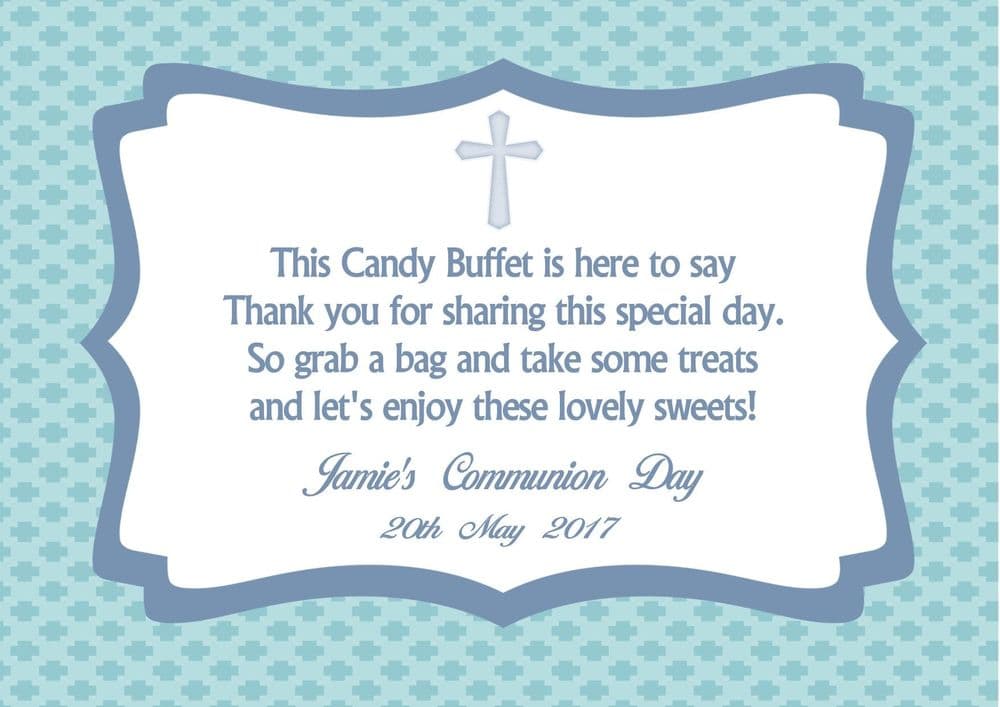 Candy Buffet Table Sign Boy Communion Design 3