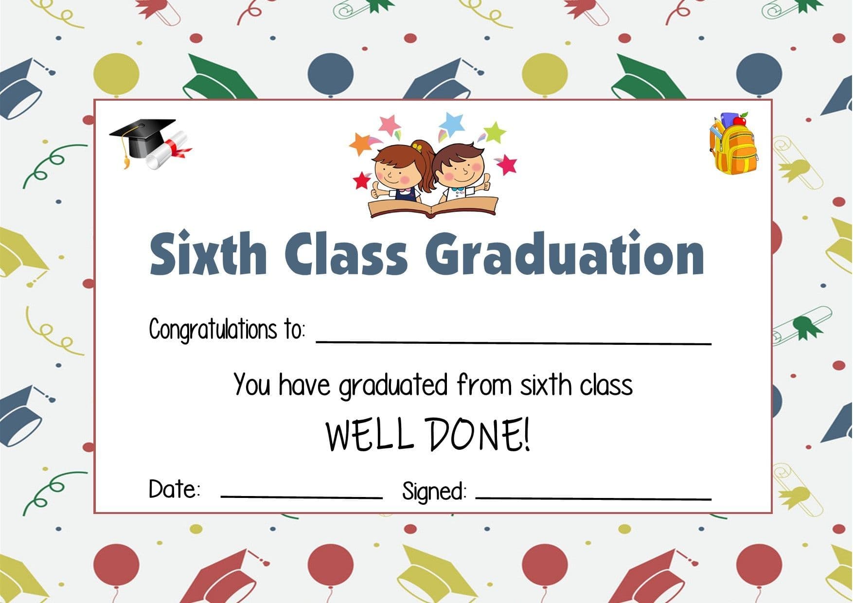 1st Grade Graduation Certificate Give A Special, Colorful Diploma For