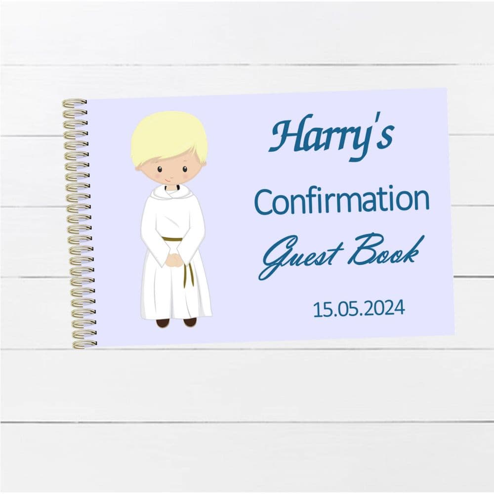 Confirmation Boy Wire Bound Guest Book