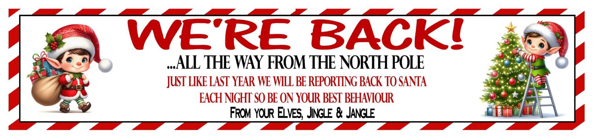Family Elf Return Banner RED