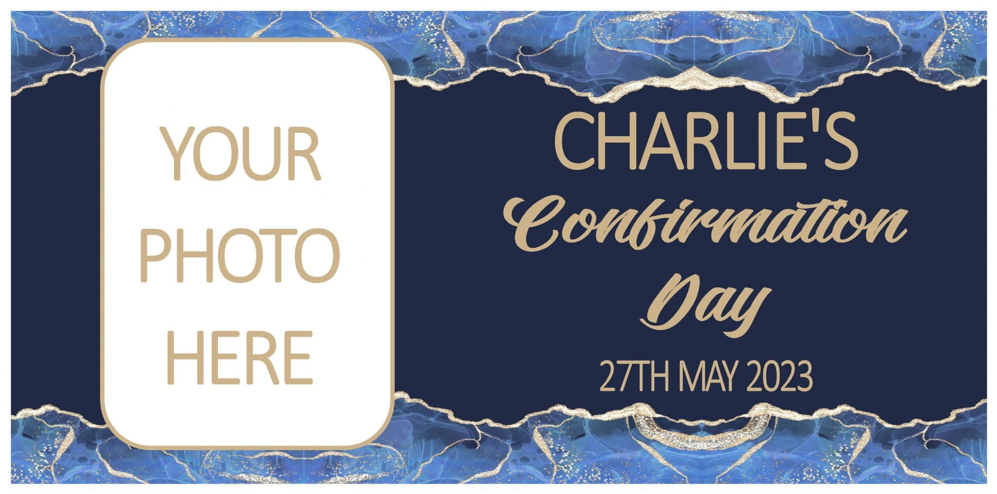 Large Blue & Gold Photo Confirmation Banner