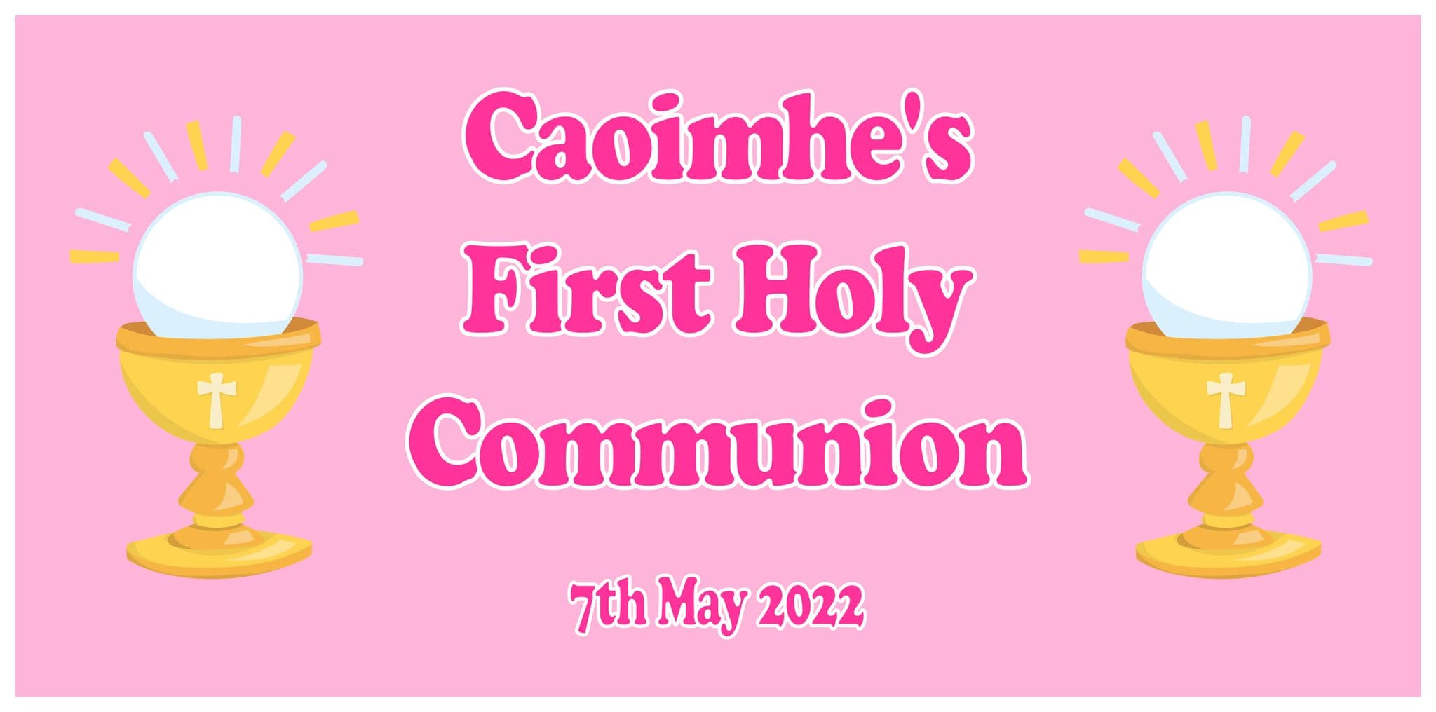 Large Pink Chalice First Communion Banner