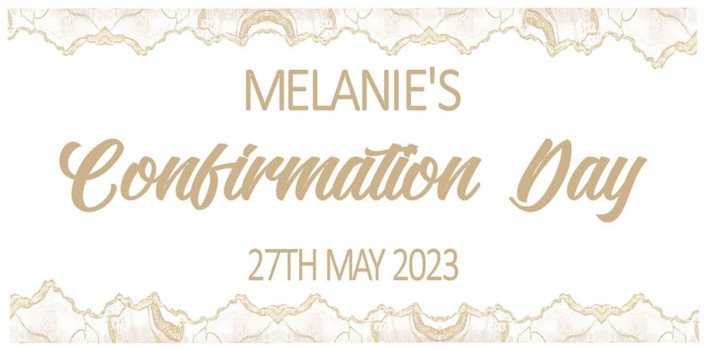 Large White & Gold Confirmation Banner