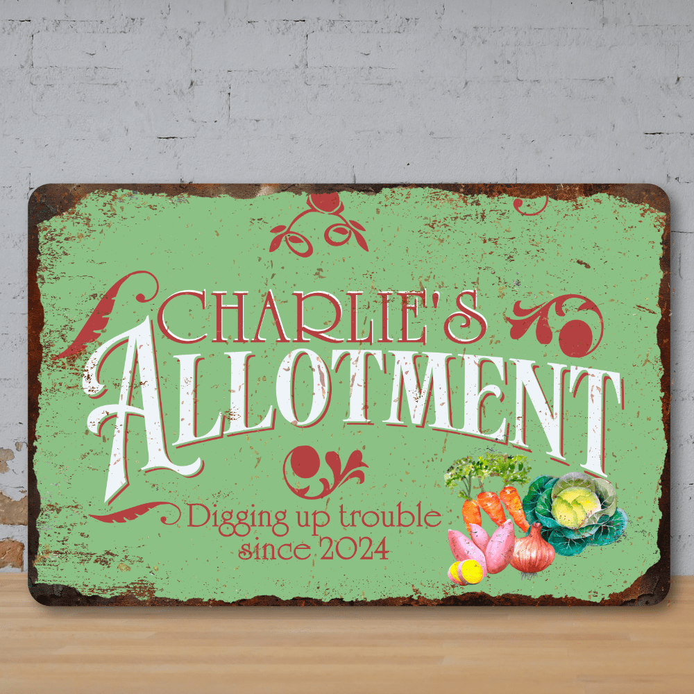 Personalised Allotment Faux Rusted Vintage Style Metal Sign