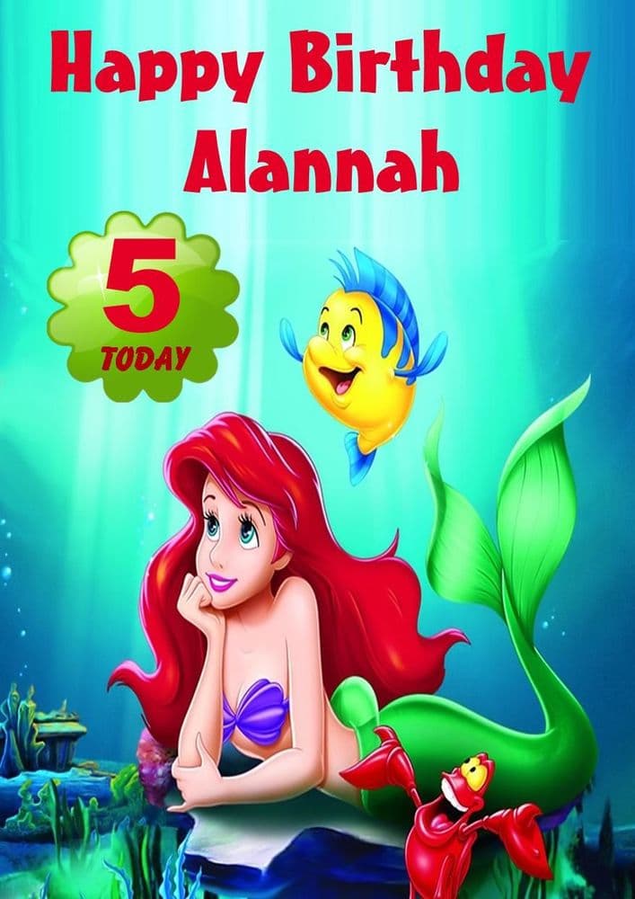 Personalised Ariel The Little Mermaid Birthday Card