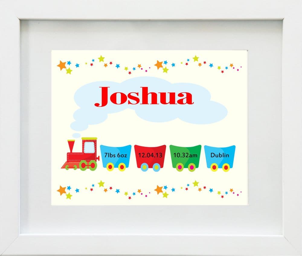 Personalised Baby Birth Statistics Train Print