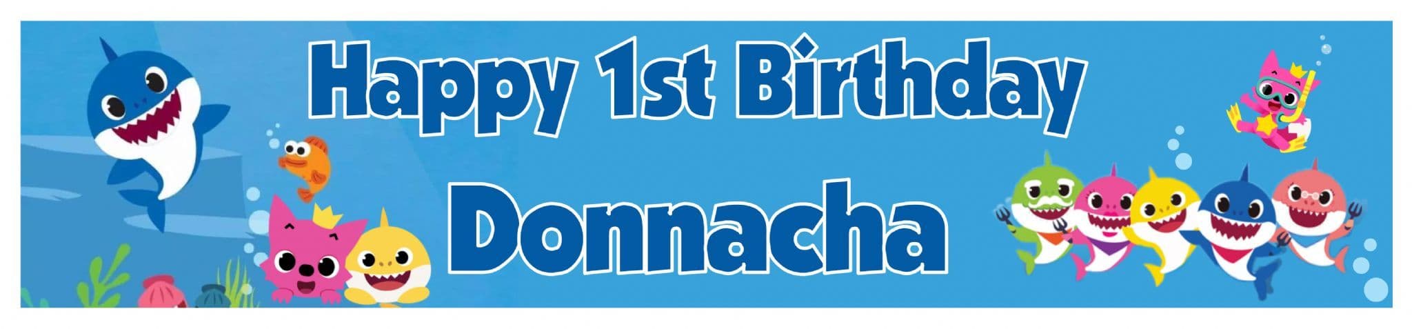 Personalised Baby Shark Banner Blue Text