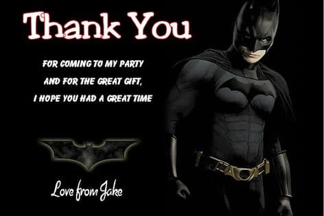 Personalised Batman Thank You Cards