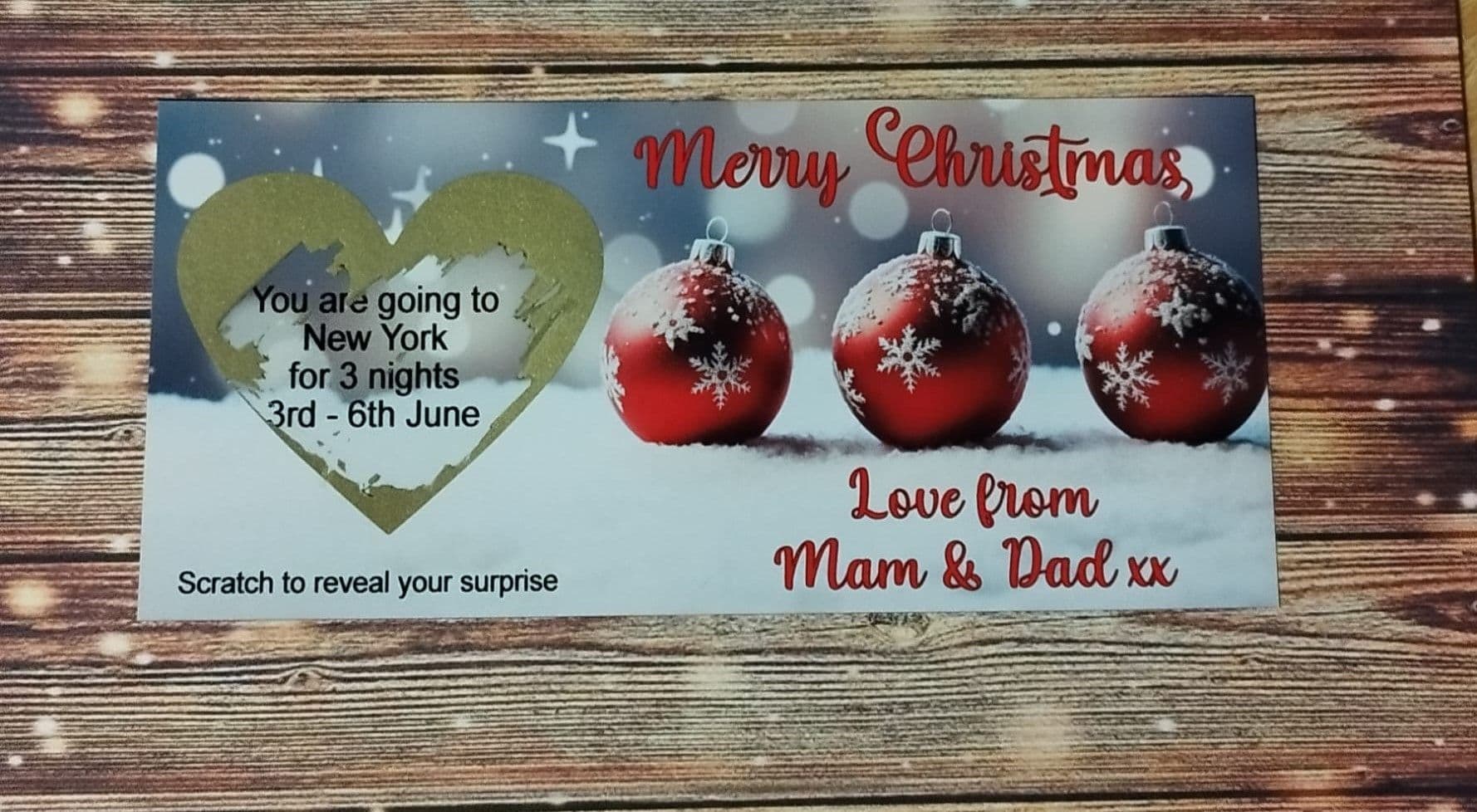 Personalised Baubles Gift Surprise Reveal Heart Scratch Card