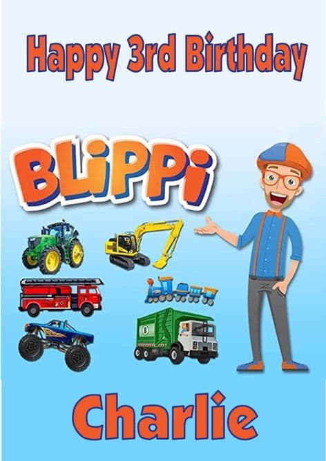 Personalised Blippi Birthday Card Design 1