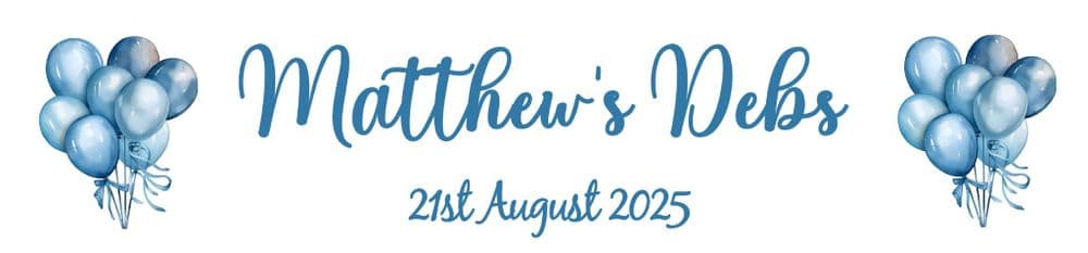 Personalised Blue Balloons Debs Banner