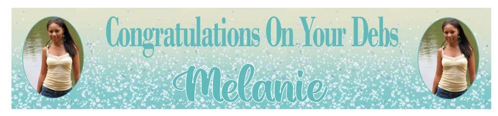 Personalised Blue Sparkle Photo Debs Banner