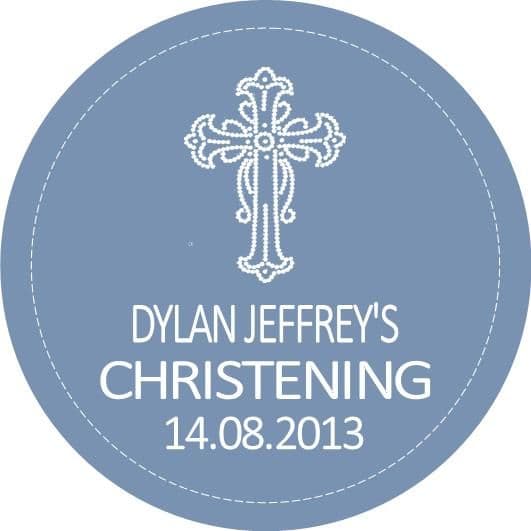 Personalised Boy Christening Sticker Design 9