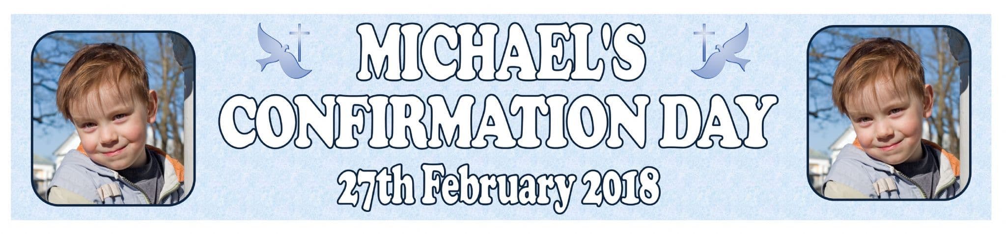 Personalised Boy Confirmation Photo Banner Design 2
