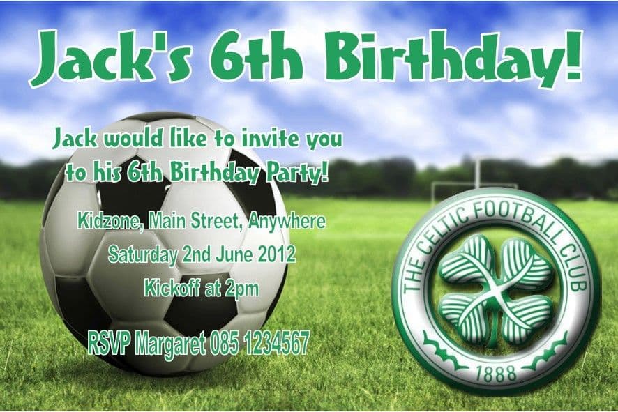 Personalised Celtic Football Club Invitations