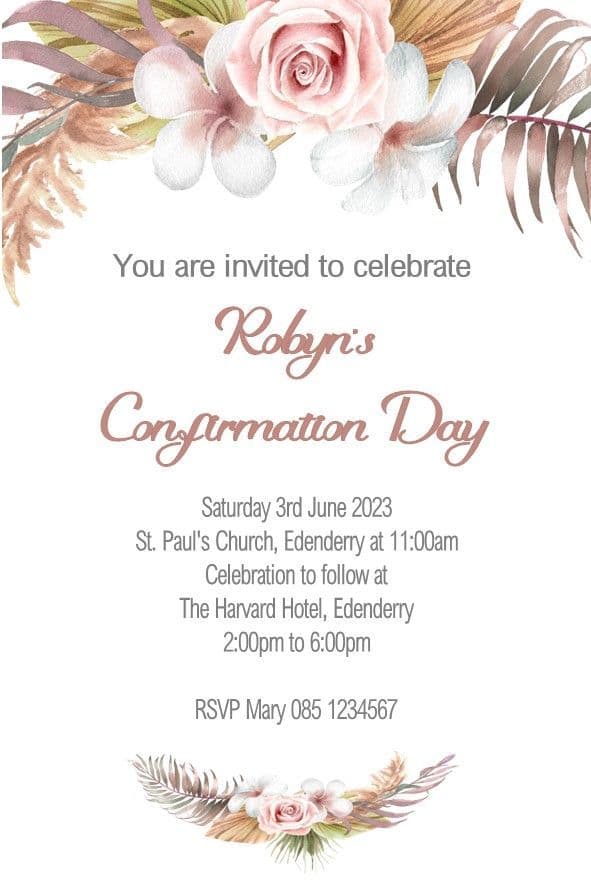 Personalised Confirmation Invitations Son