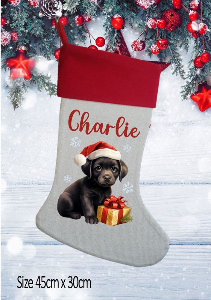 Personalised Cute Puppy Christmas Stocking