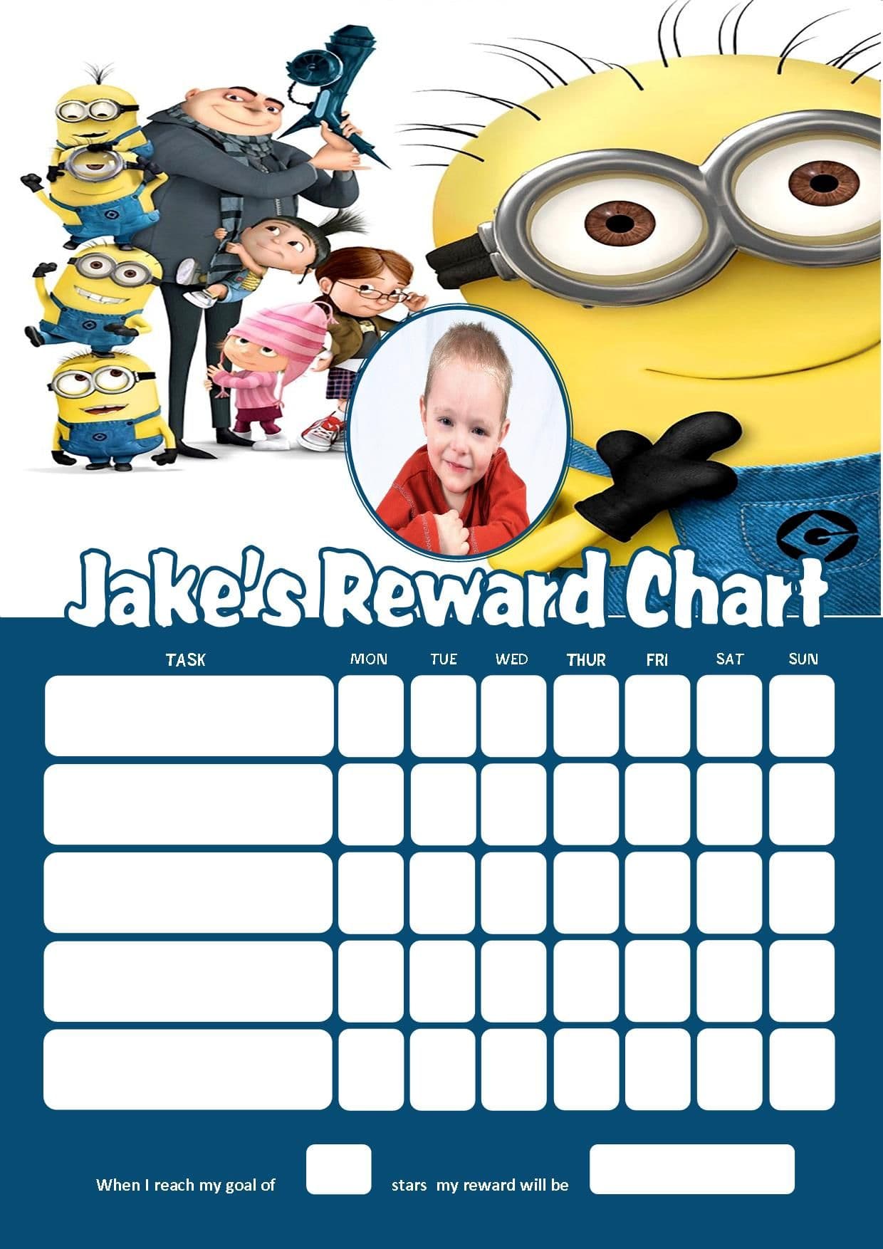 Personalised Despicable Me Minions Reward Chart adding photo option ...