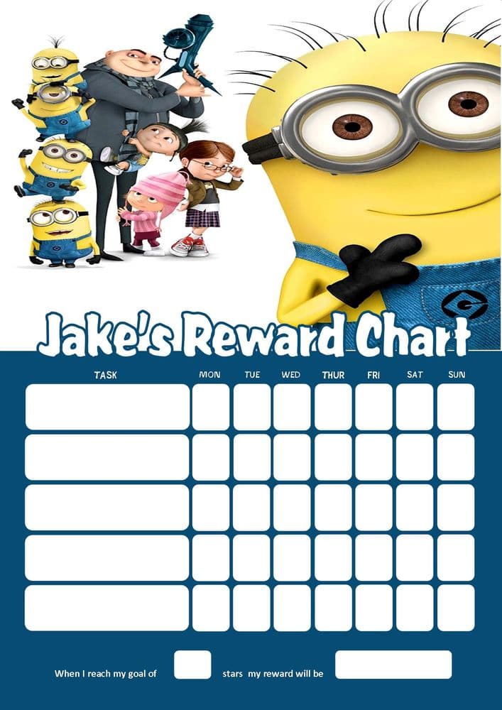 Personalised Despicable Me Minions Reward Chart adding photo option ...