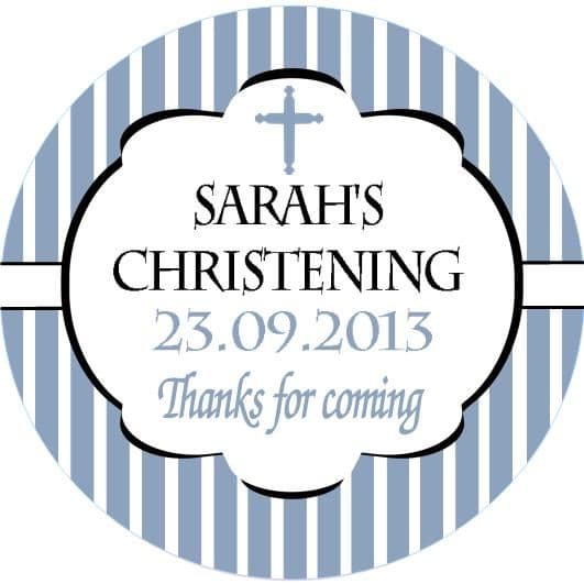 Personalised Edible Blue Christening Cake Topper Design 1
