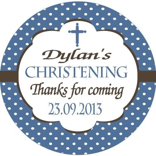 Personalised Edible Blue Christening Cake Topper Design 7