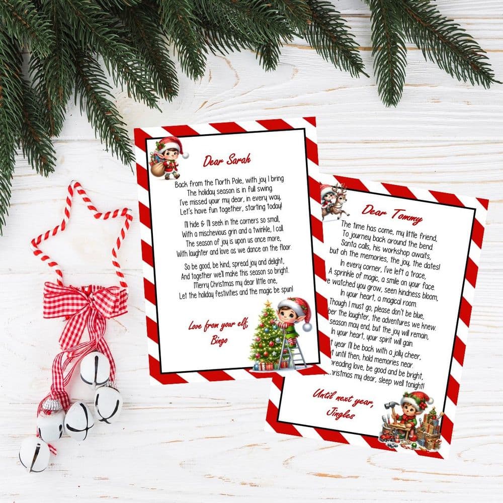 Personalised Elf Red Hello & Goodbye Letters - Returning ELF