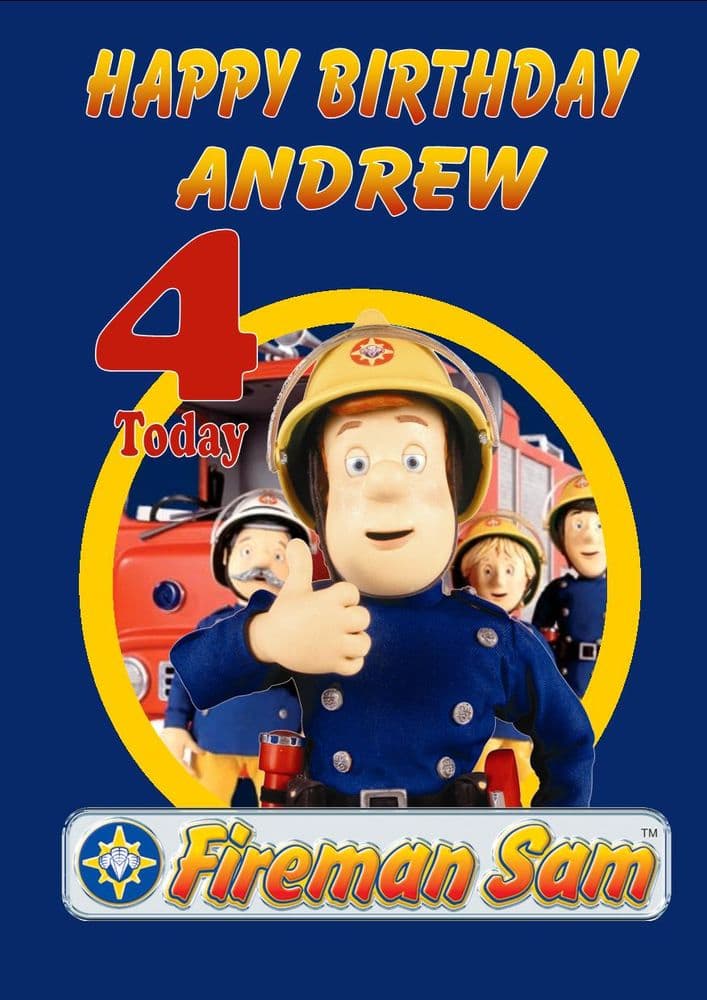 Personalised Fireman Sam Birthday Card Design 1