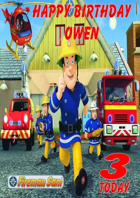 Personalised Fireman Sam Birthday Card Design 2