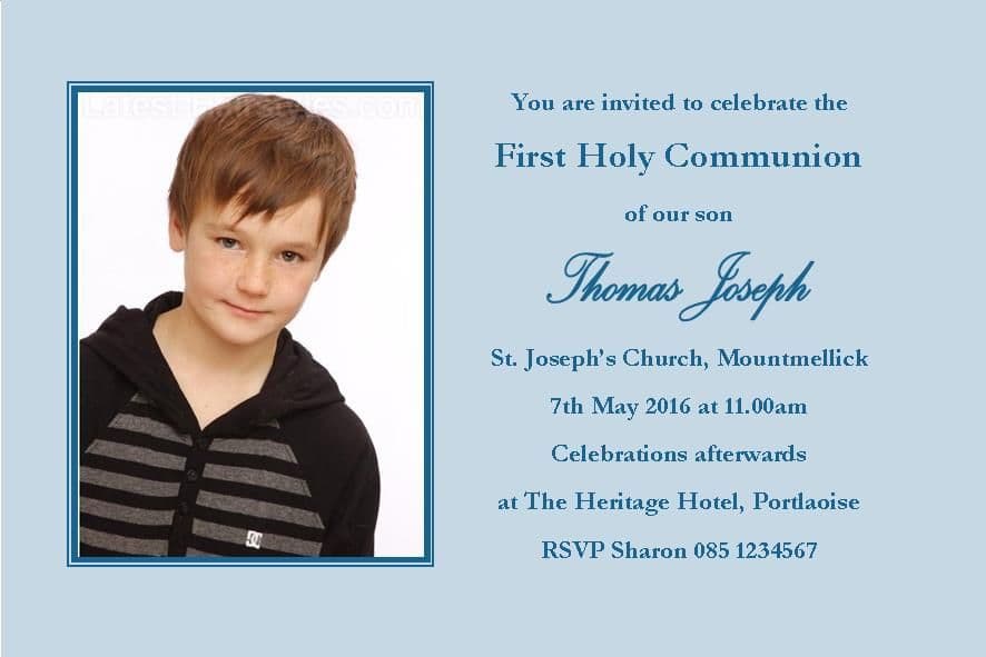 Personalised First Communion Invitations Boy Photo