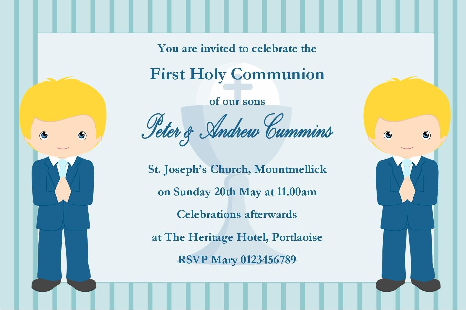 Communion Invites For Twins