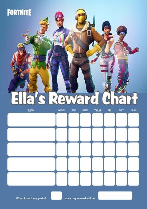 Personalised Fortnite Reward Chart adding photo option available