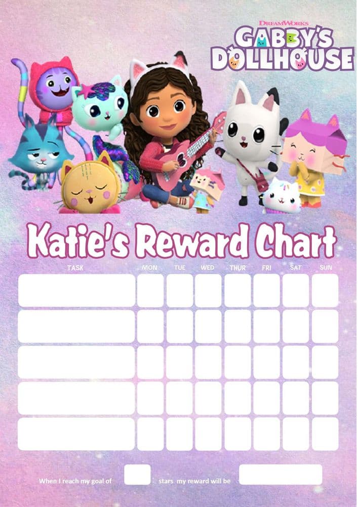 Personalised Gabby s Dollhouse Reward Chart adding photo option available 1