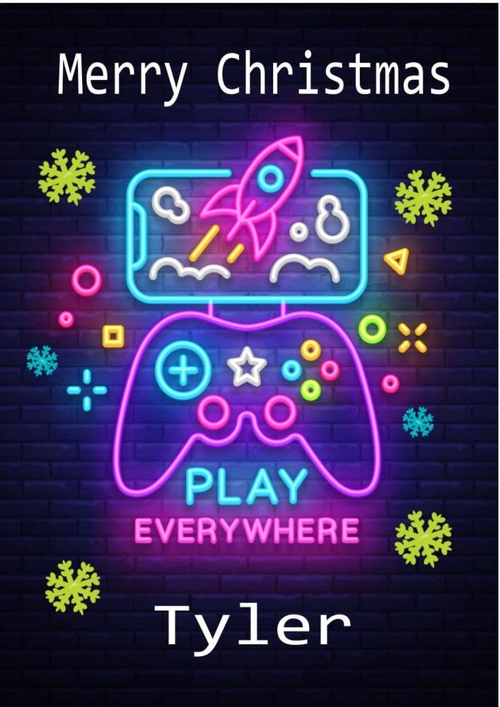 Personalised Gamer Christmas Card