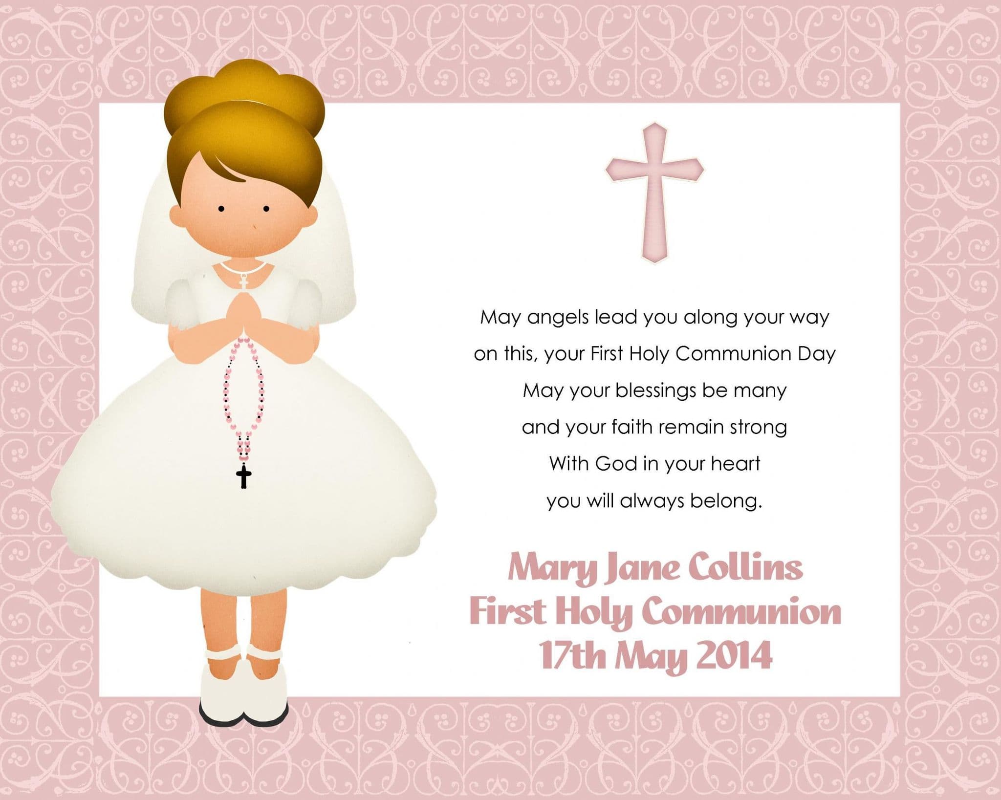 Personalised Girls First Holy Communion Print