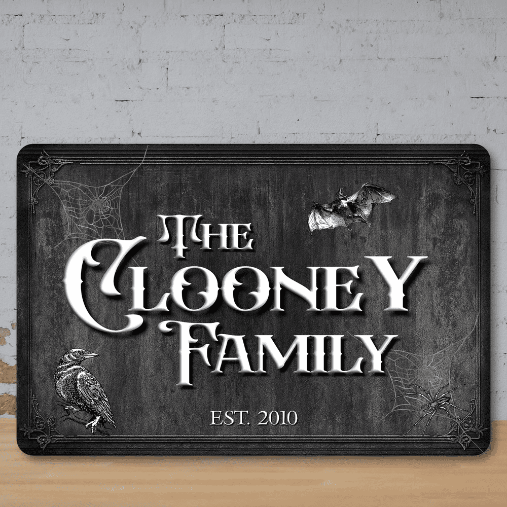 Personalised Gothic Family Name Halloween Metal Sign