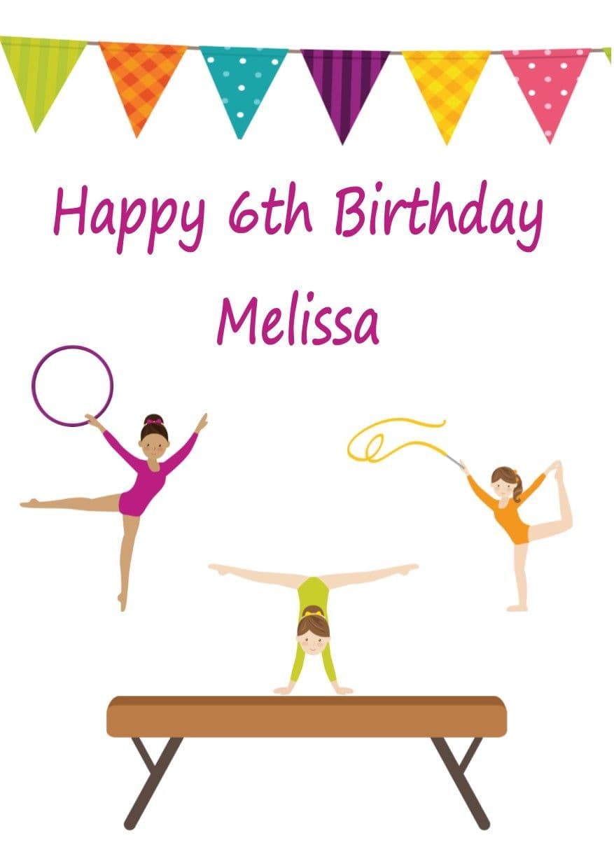 Personalised Gymnastics Theme Birthday Card