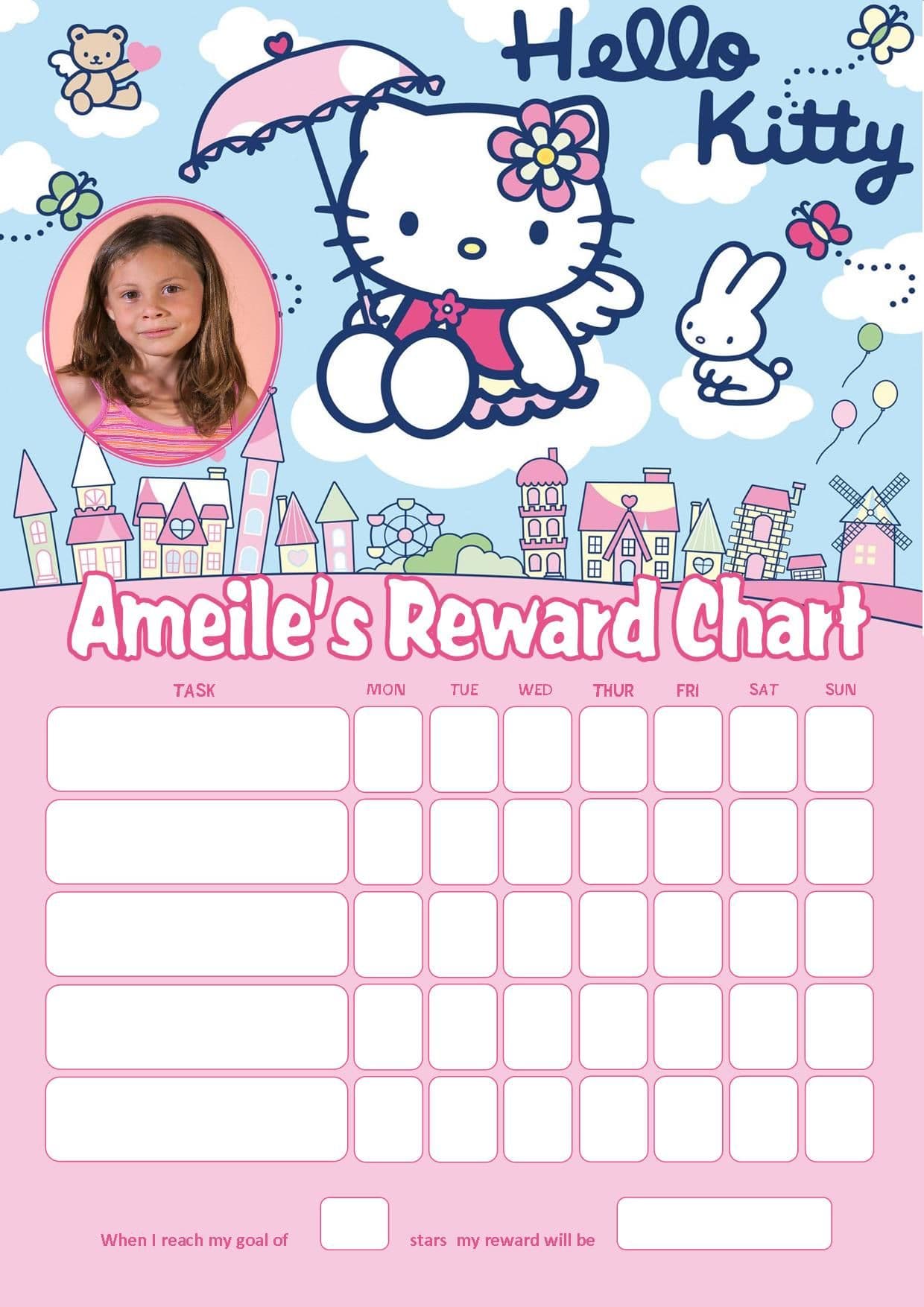 Personalised Hello Kitty Reward Chart adding photo option available