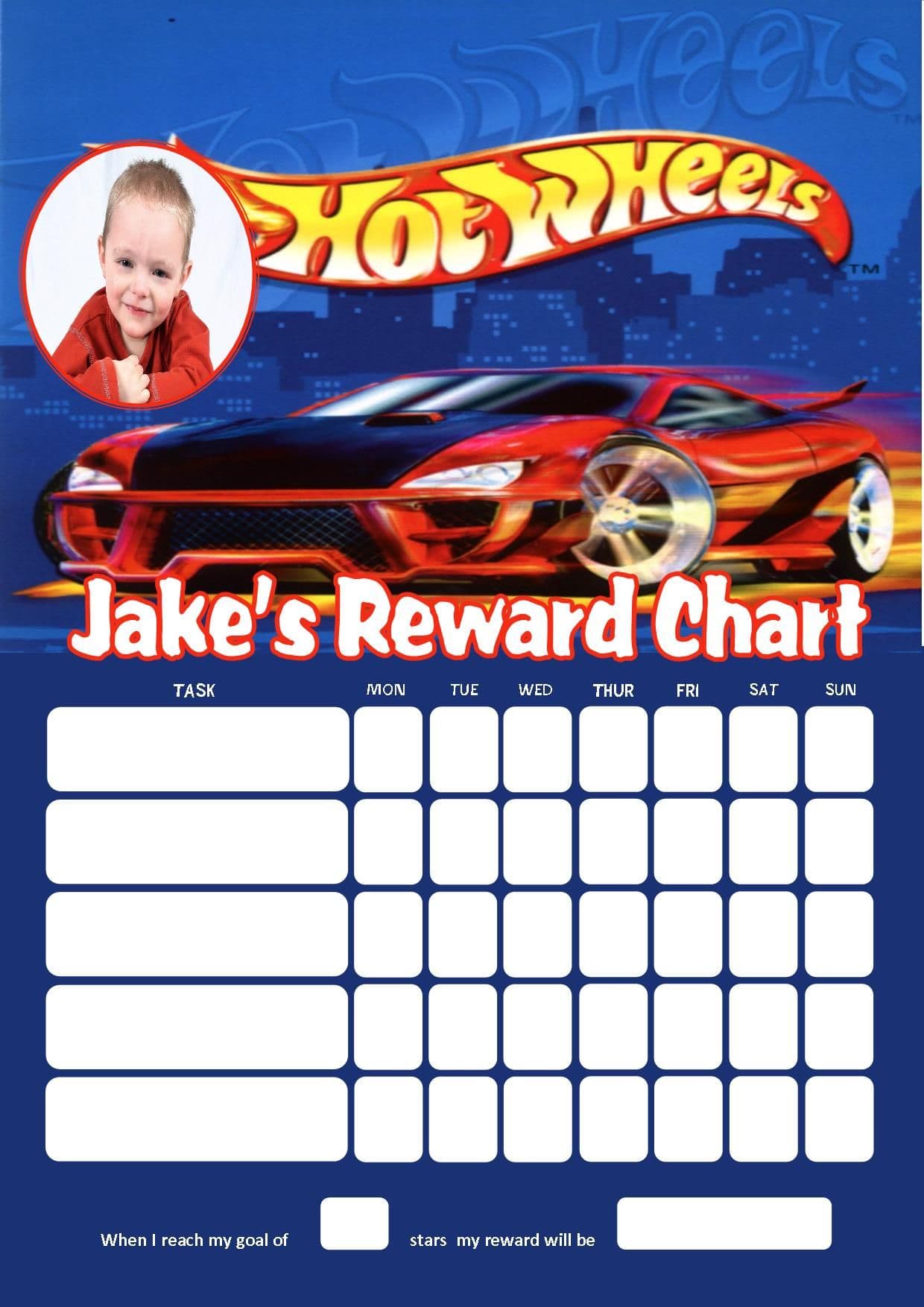 Personalised Hotwheels Reward Chart adding photo option available