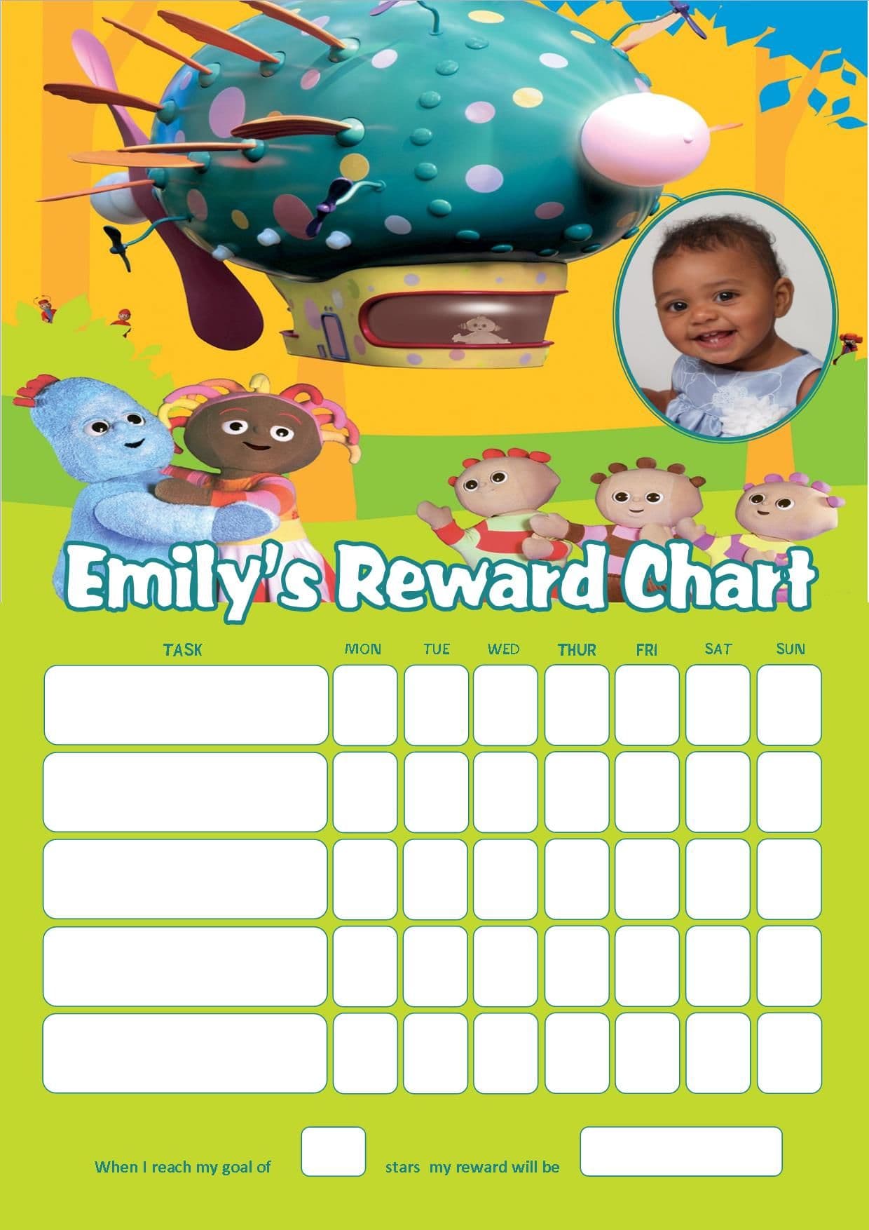 Personalised In the Night Garden Reward Chart adding photo option available