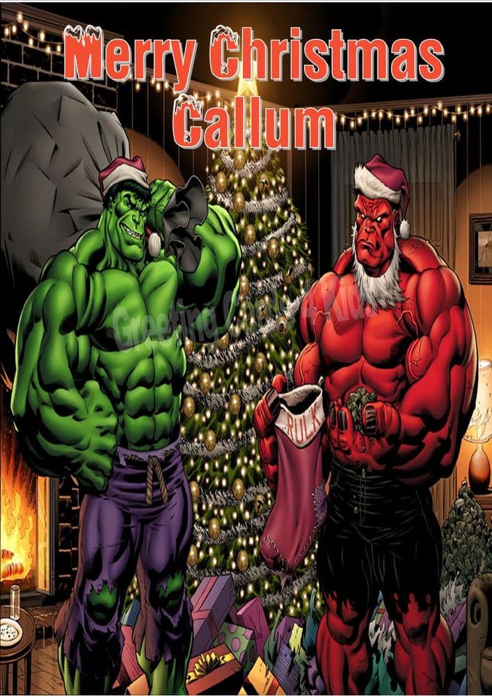 Personalised Incredible Hulk Christmas Card