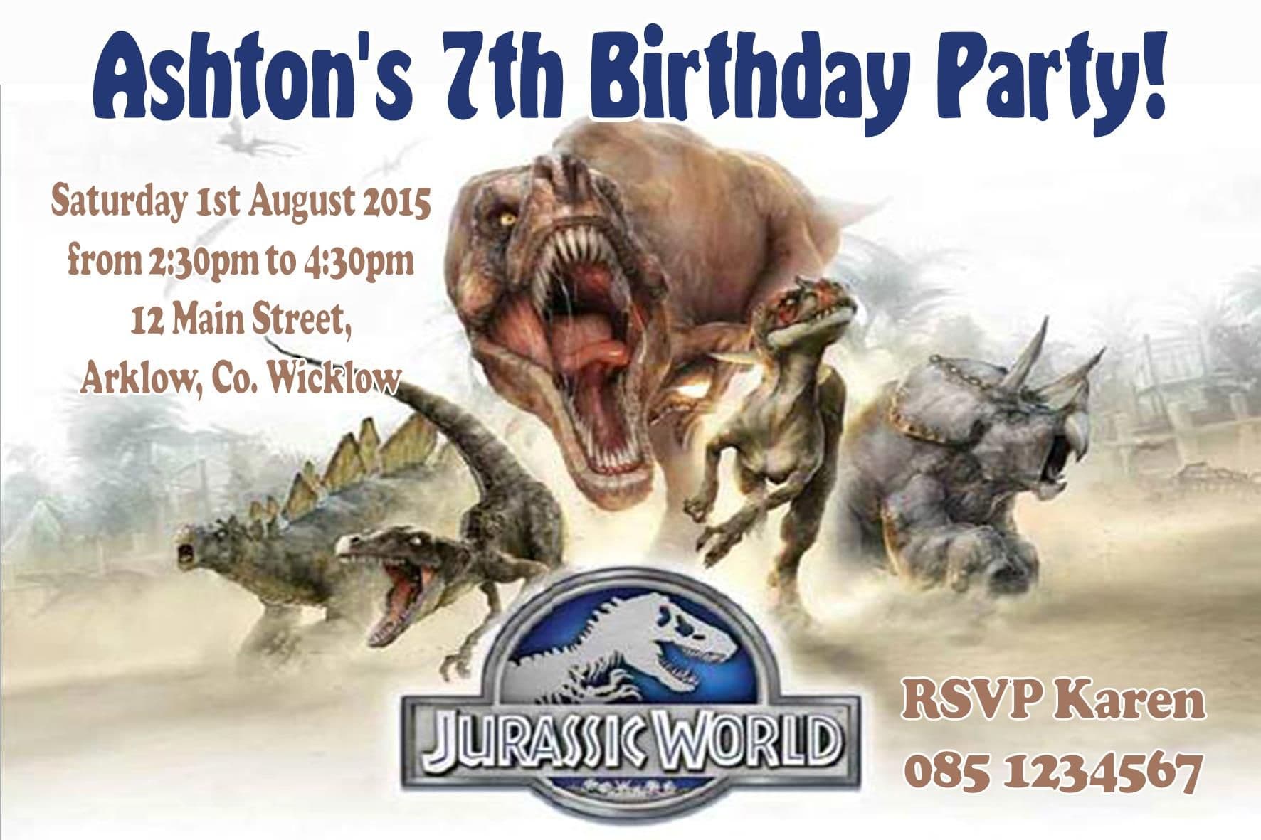 Personalised Jurassic World Invitations