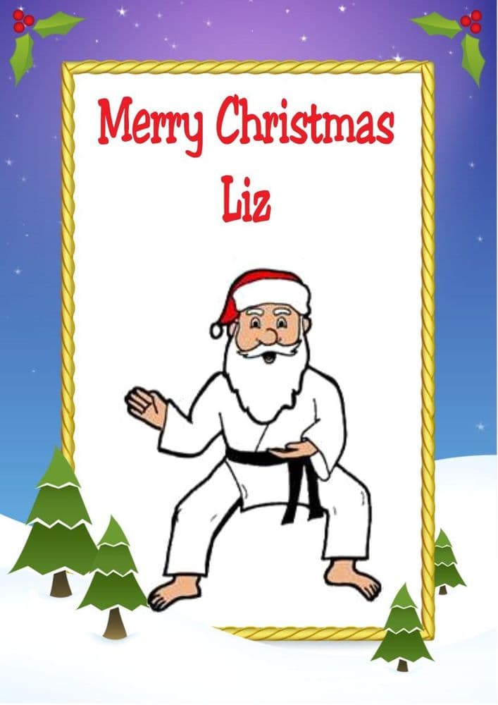 Personalised Karate Martial Arts Santa Christmas Card
