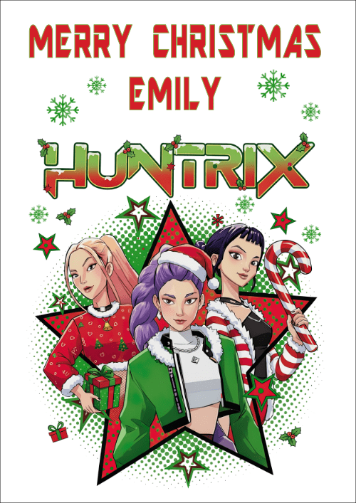 Personalised KPop Demon Hunters Christmas Card Design 1
