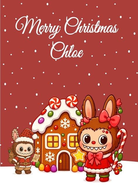 Personalised Labubu Christmas Card Design 3
